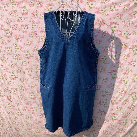 Vintage | Dresses | Vintage Denim Jumper Dress Cotton Western Farmcore ...